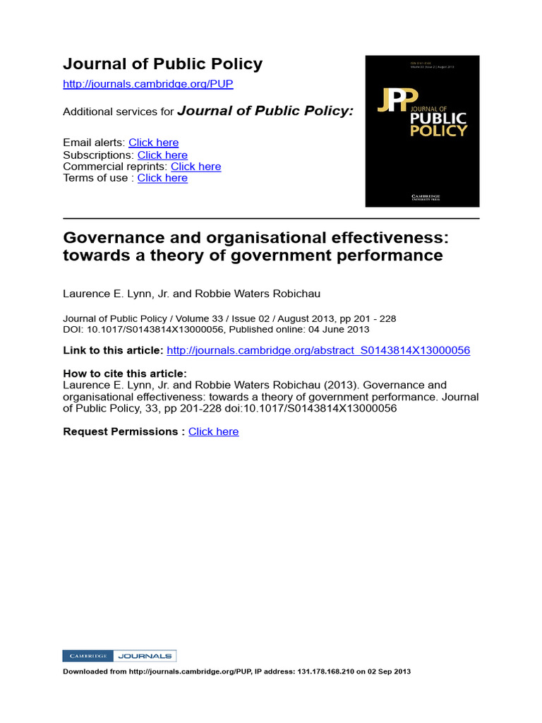 Governance and Performance Theory | PDF | Governance | Policy