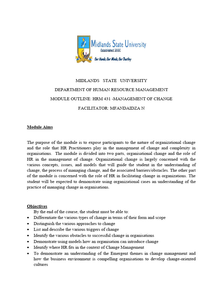 Management of Change Outline 431-1 | PDF | Change Management | Human ...