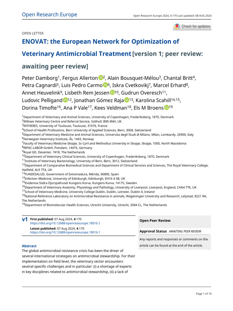 ENOVAT: Tackling Antimicrobial Resistance | PDF | Antimicrobial ...
