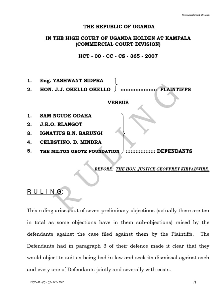 Eng. Yashwant Sidpra & Anor V Sam Ngude Odaka & 4 Ors | PDF | Lawsuit ...