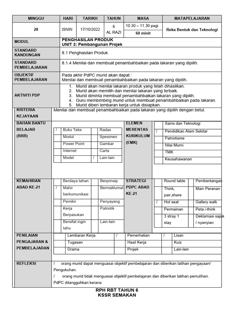 RBT Tahun 6 2022 M26 | PDF