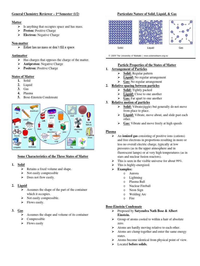 General Chemistry Review: Matter Basics | PDF | Mixture | Chemistry