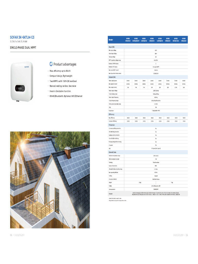 Datasheet SOFAR 3-6KTLM-G3 EN | PDF