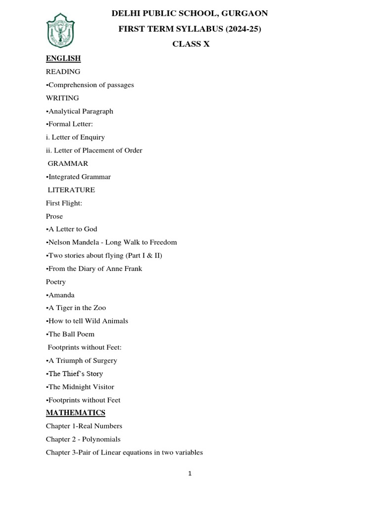 Term 1 - Syllabus | PDF | Grammatical Tense | Equations