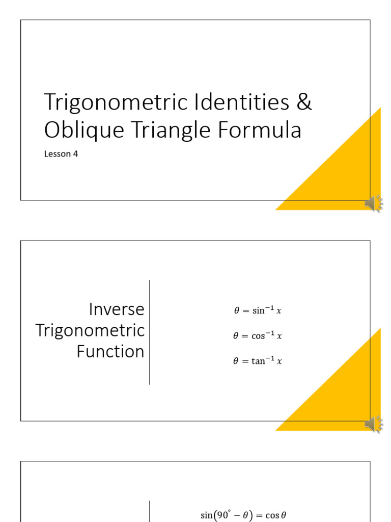 FEMA 2 04 Trigo Identities Oblique Triangle - PDF | PDF | Trigonometric ...