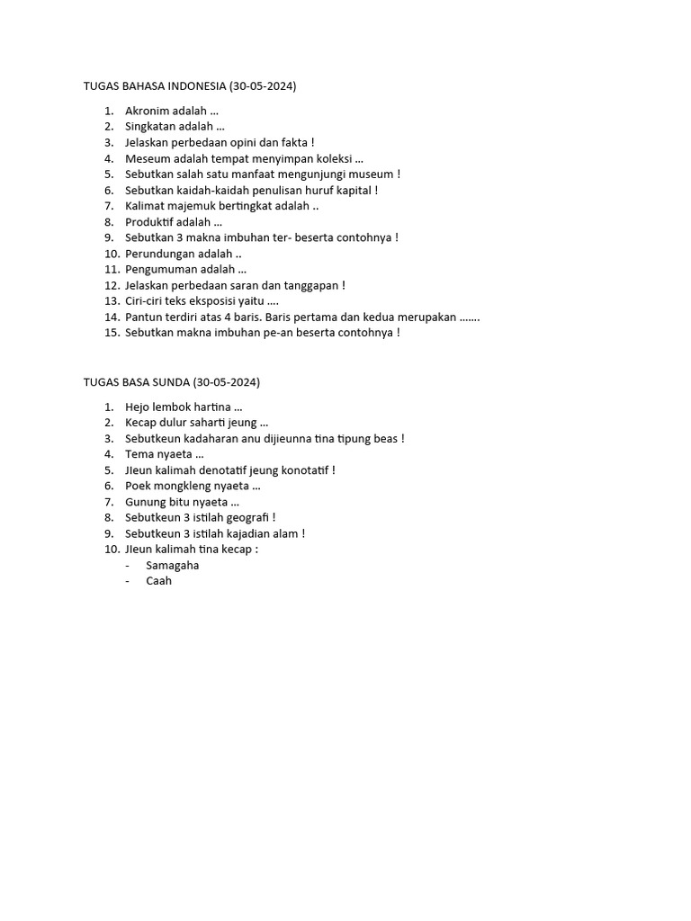 Soal Bindo Dan Basa Sunda Kelas 5b 30 05 2024 Pdf