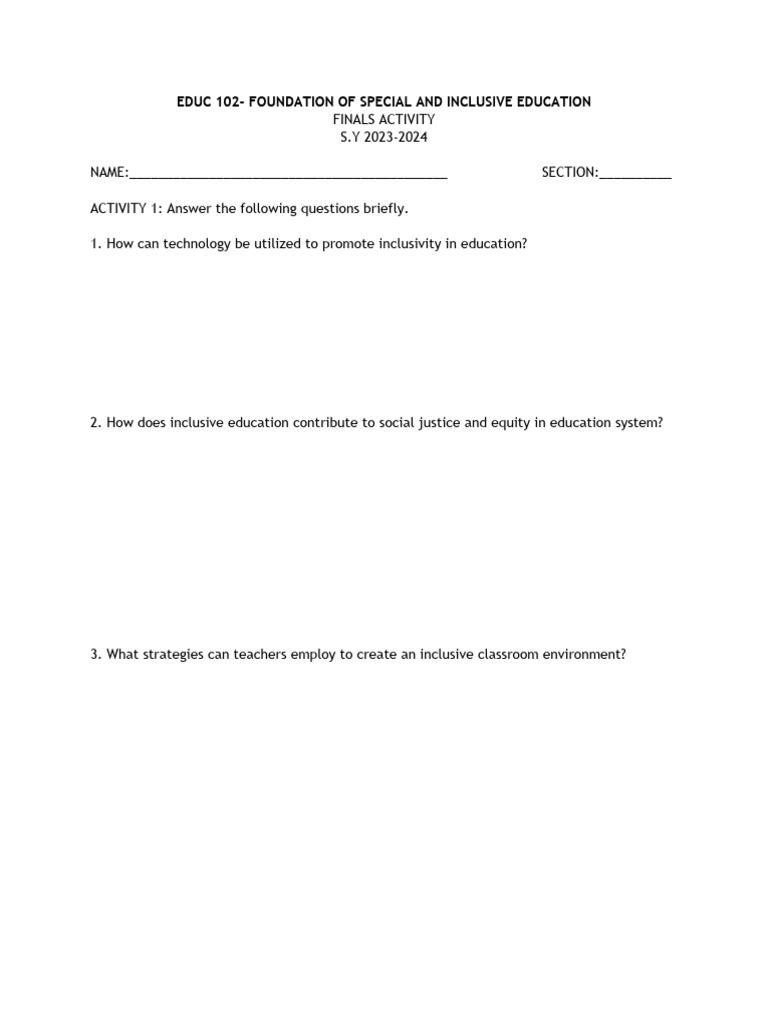 EDUC-102-finals-activity-2 | PDF | Inclusion (Education)