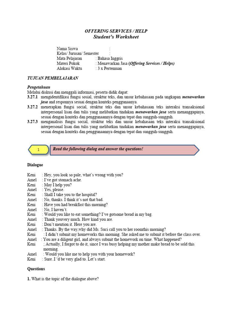 Offering Services - LKPD | PDF