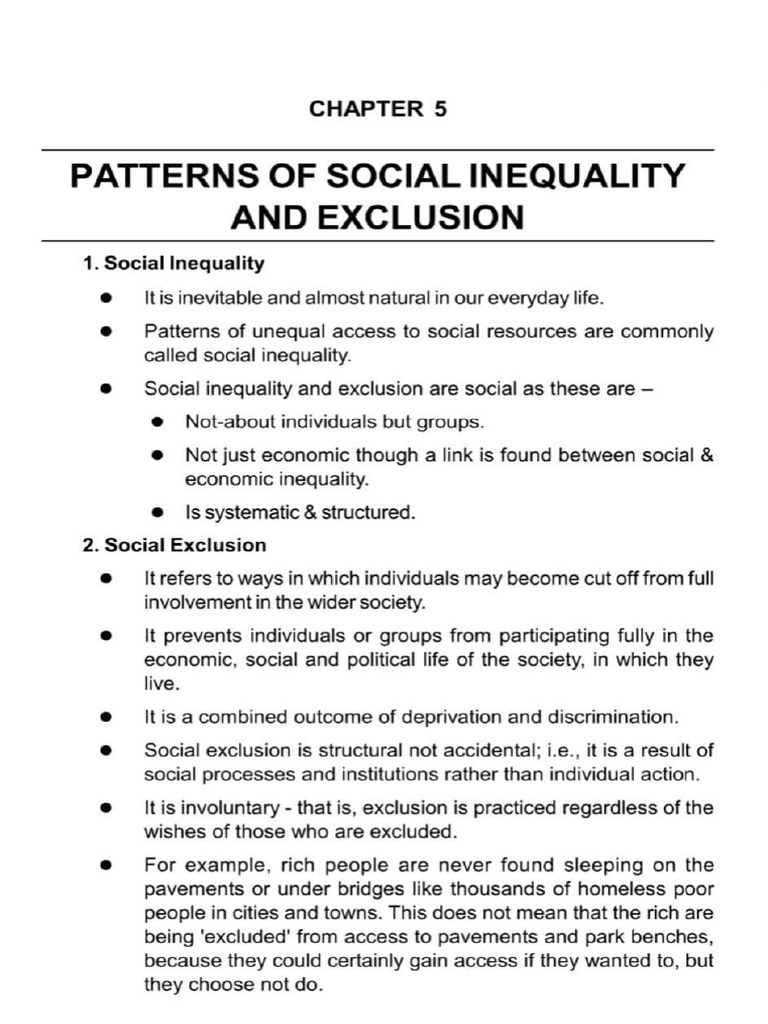 Chapter 5 Patterns of Social Inequality and Exclusion | PDF