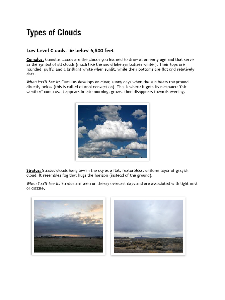 Types of Clouds | PDF | Cloud | Branches Of Meteorology