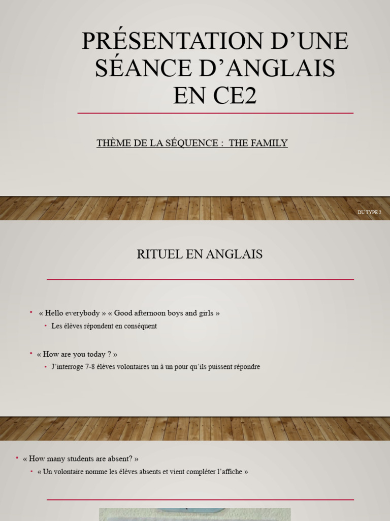 Séance CE2 : Anglais sur la Famille | PDF