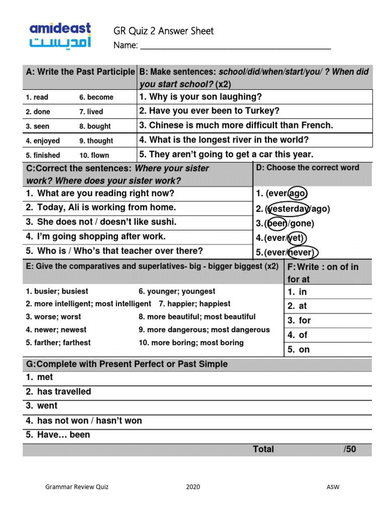 GE4 5GR Quiz 2 Answer Key PDF
