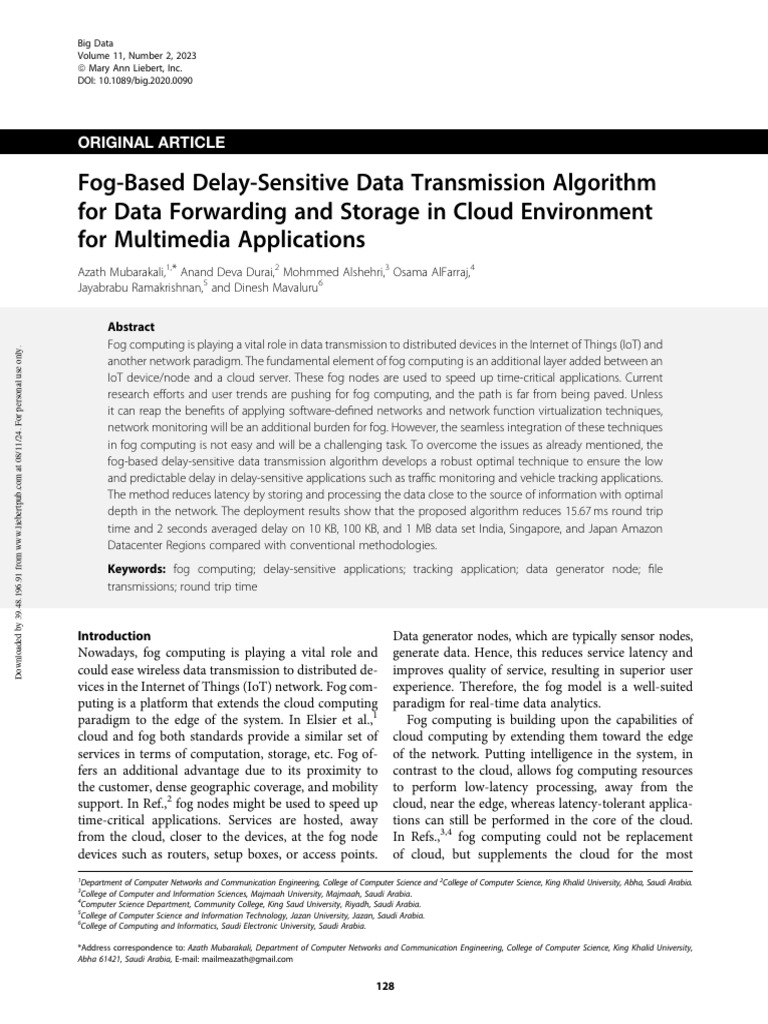 Mubarakali Et Al 2023 Fog Based Delay Sensitive Data Transmission ...