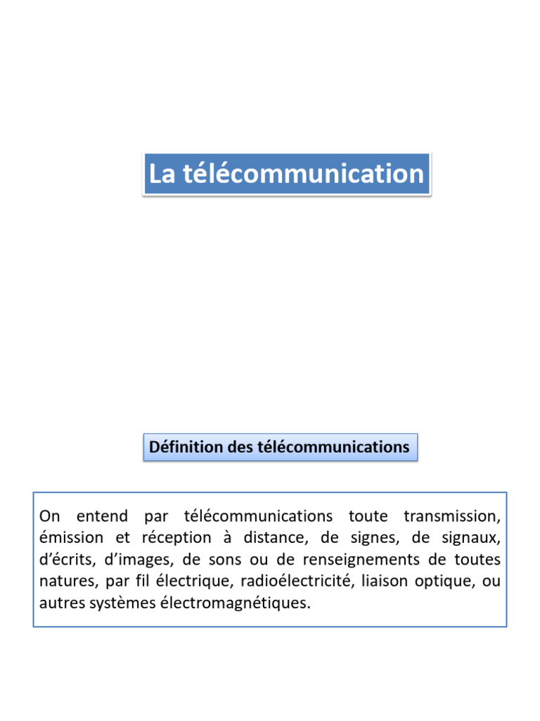 Définition et évolution des télécommunications | PDF ...