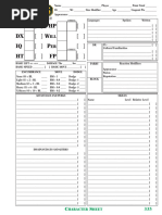 GURPS Character Sheet Template | PDF | Entertainment | Role Playing Games