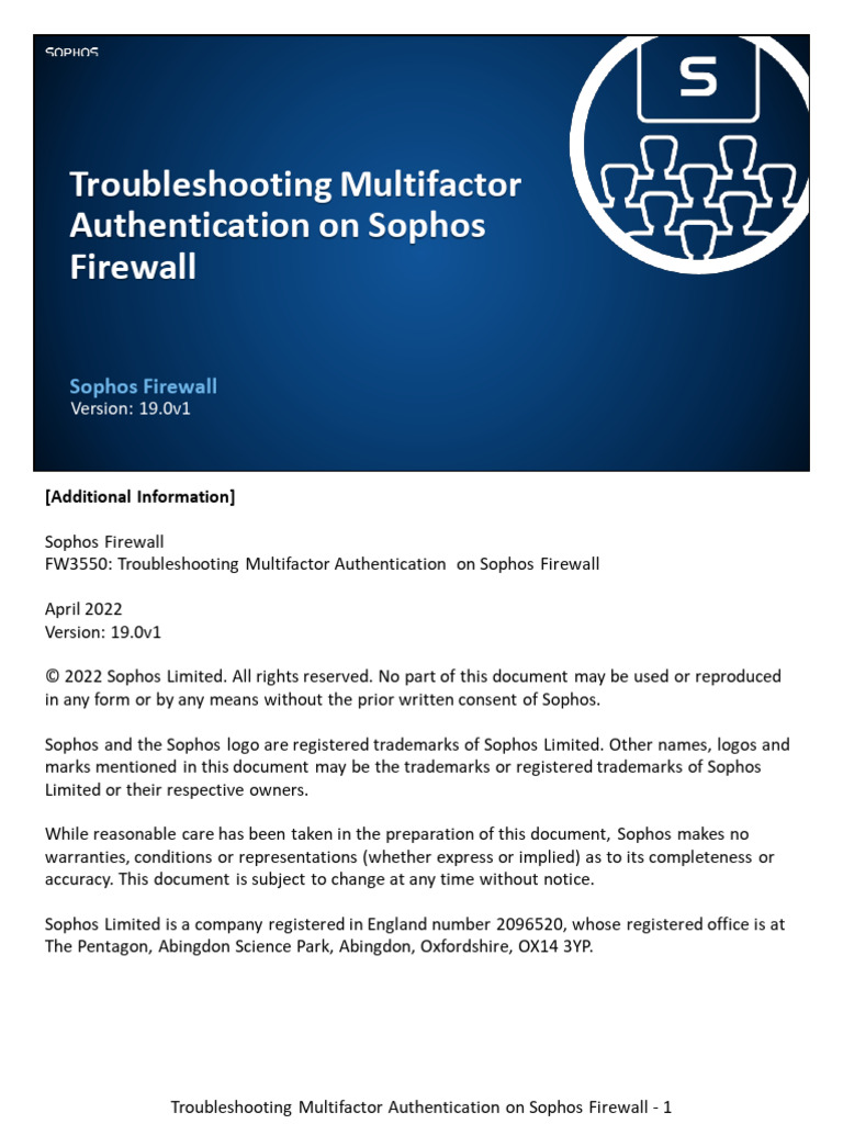 FW3550 19.0v1 Troubleshooting Multifactor Authentication On Sophos Firewall | PDF | Software ...