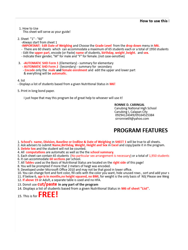 Free!: Program Features and Some Tips! | PDF