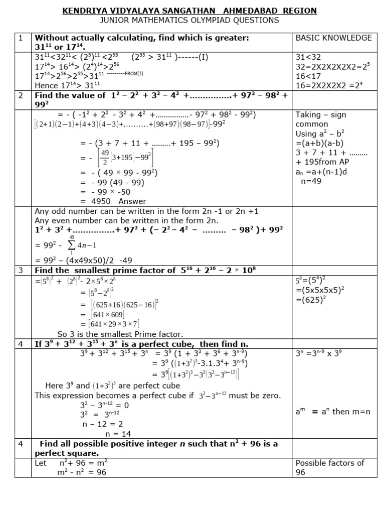 Basic Jmo Questions With Solutions | PDF | Elementary Mathematics ...