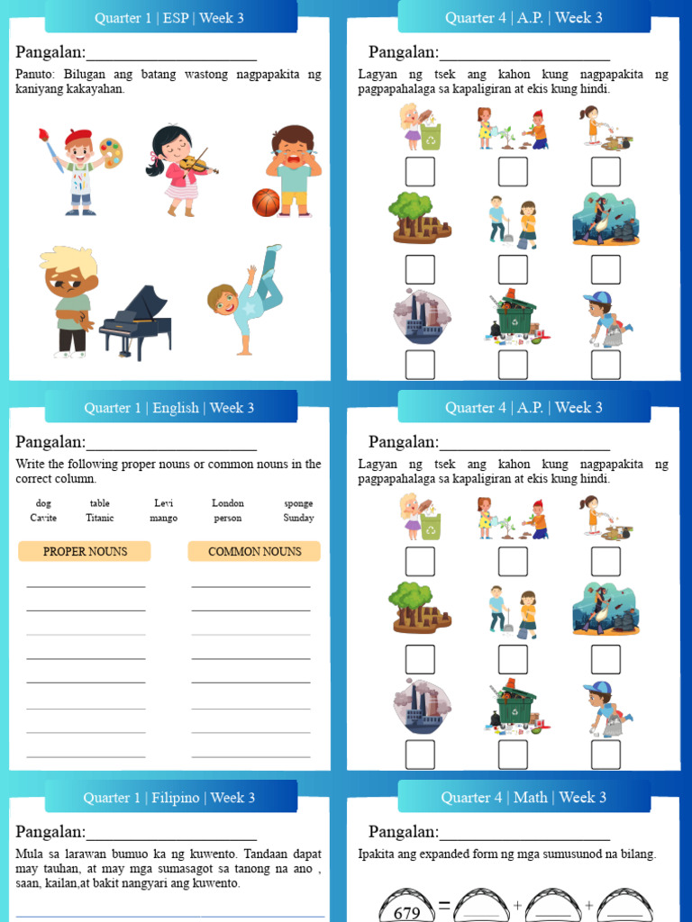 Quarter 1 - Week 3 Worksheets | PDF
