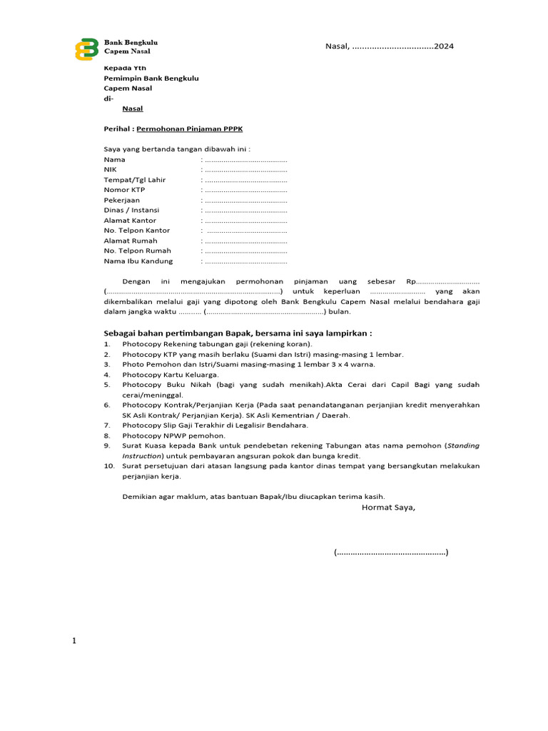 Blangko PPPK Nasal 2024 Terbaru | PDF | Karier & Perkembangan | Pengelolaan Keuangan & Uang