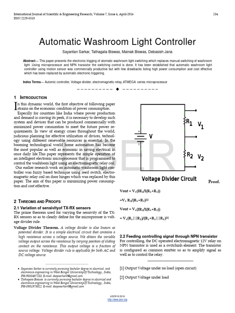 Automatic Washroom Light System | PDF | Relay | Transistor