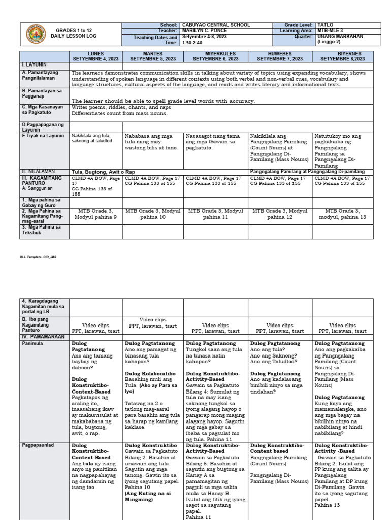 Q1W2 - DLL MTB Mle | PDF