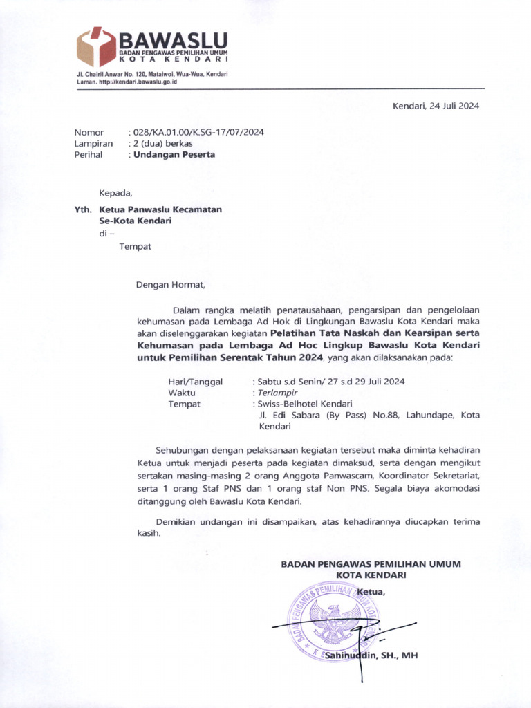 Undangan Peserta 27-29 Juli | PDF