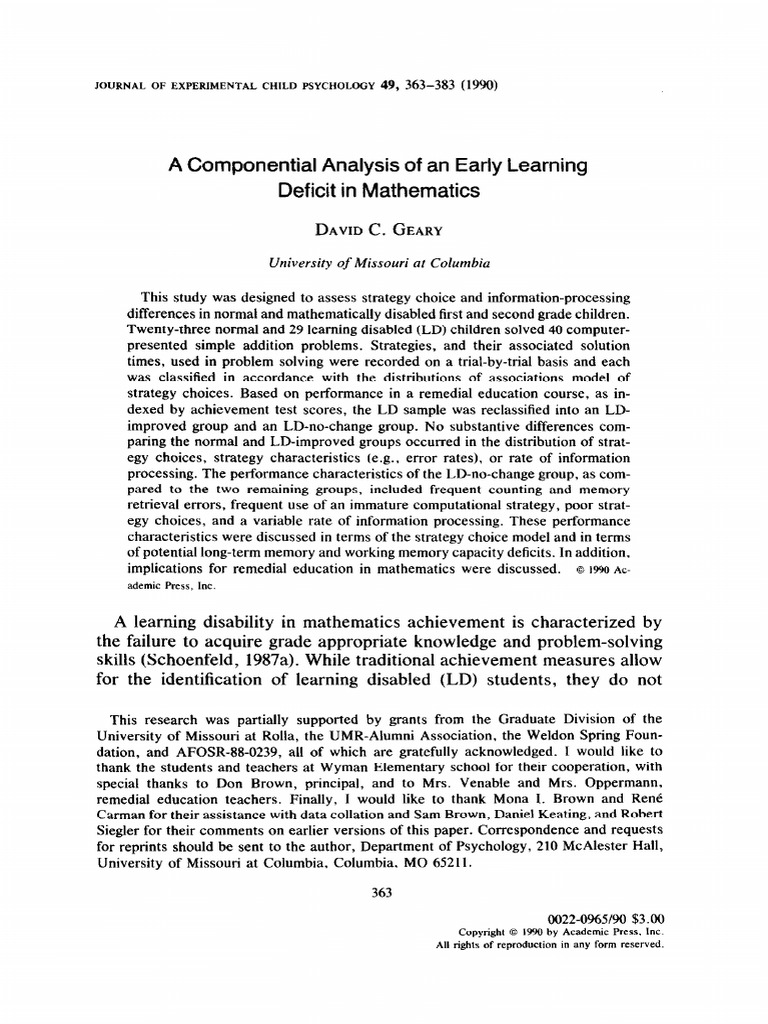 1 s2.0 002209659090065G Main | PDF | Learning Disability | Memory