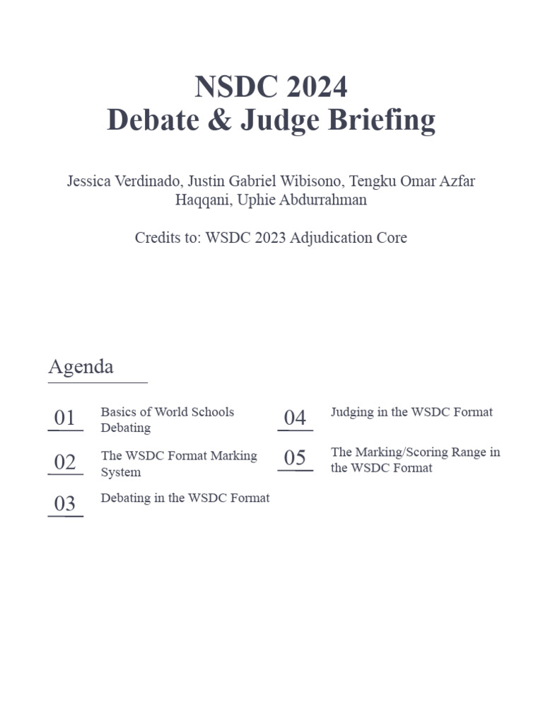 NSDC 2024 Official Debating and Judging Briefing | PDF | Argument ... NSDC 2024 Official Debating and Judging Briefing | PDF | Argument ...