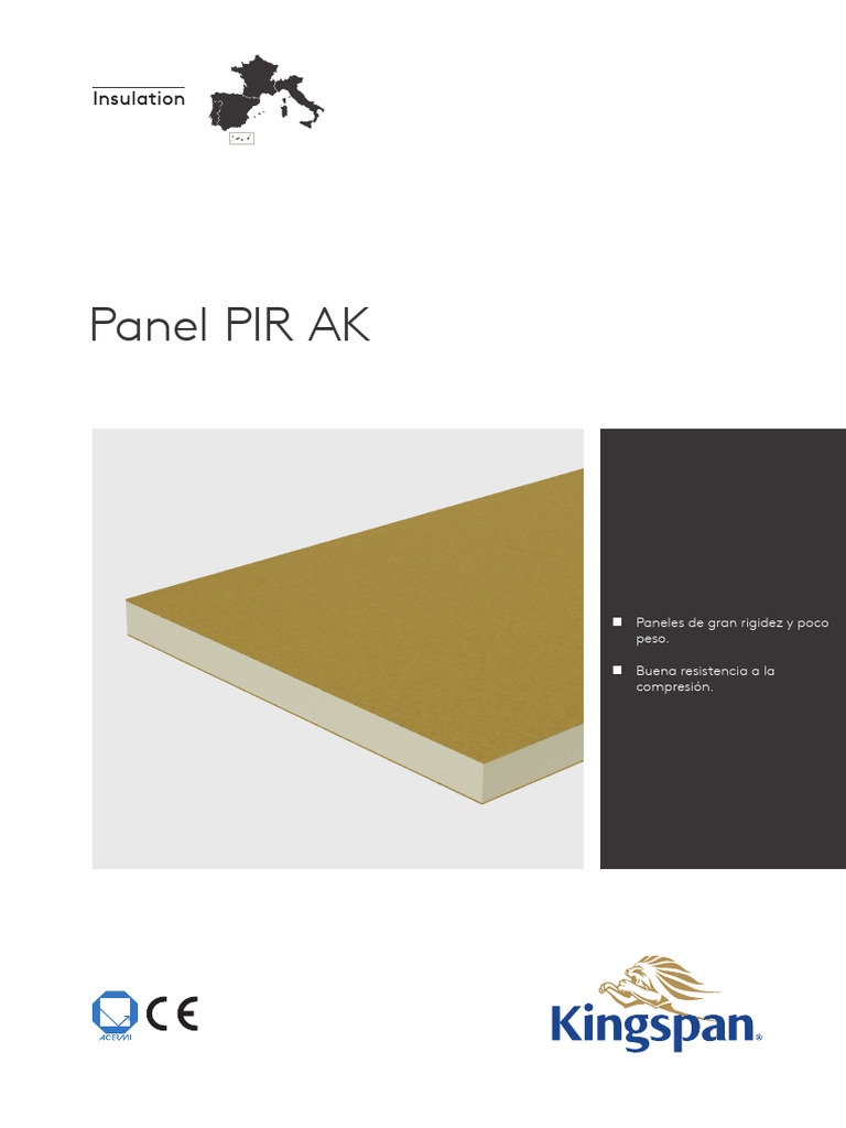 Kingspan Pir Ak Product Data Sheet Es Es | PDF | Mecánica de Medios ...
