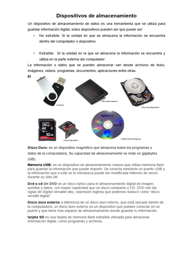 Dispositivos de Almacenamiento | PDF
