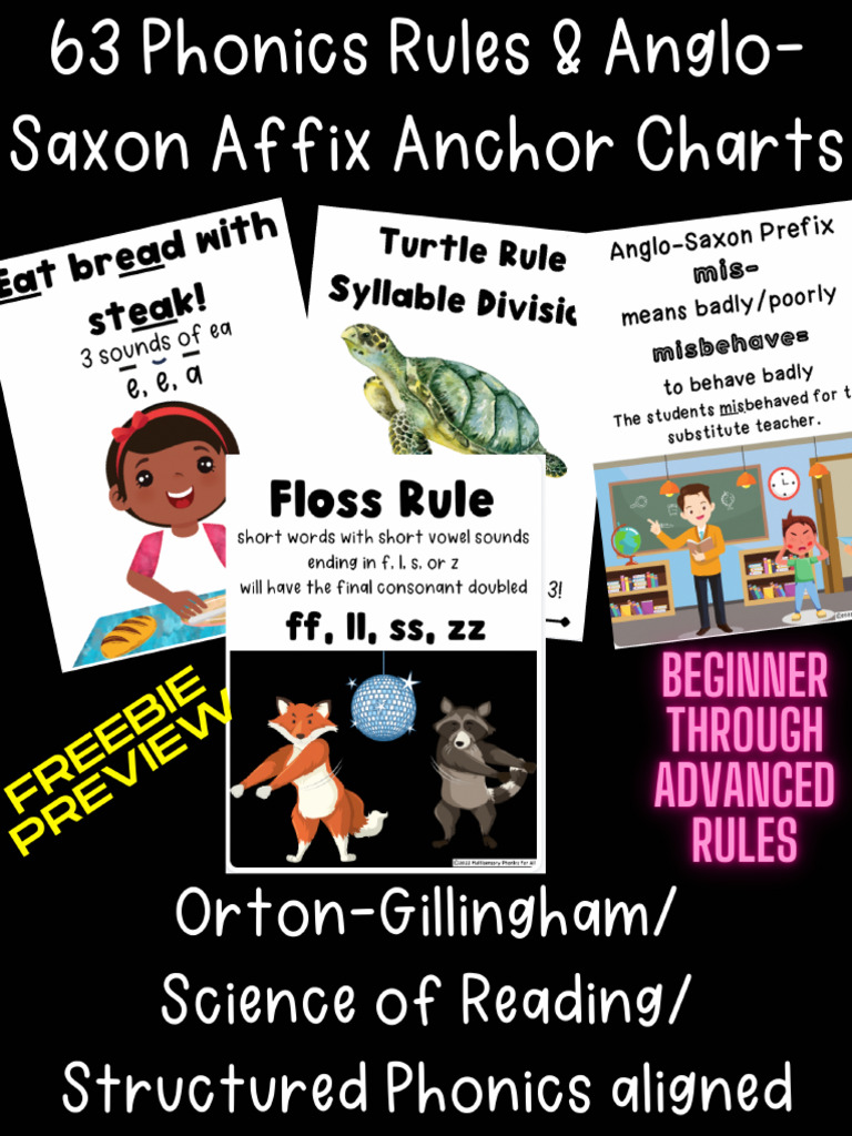 FREEBIEPREVIEW63StructuredPhonicsRulesAngloSaxonAffixesAnchorCharts 1 | PDF