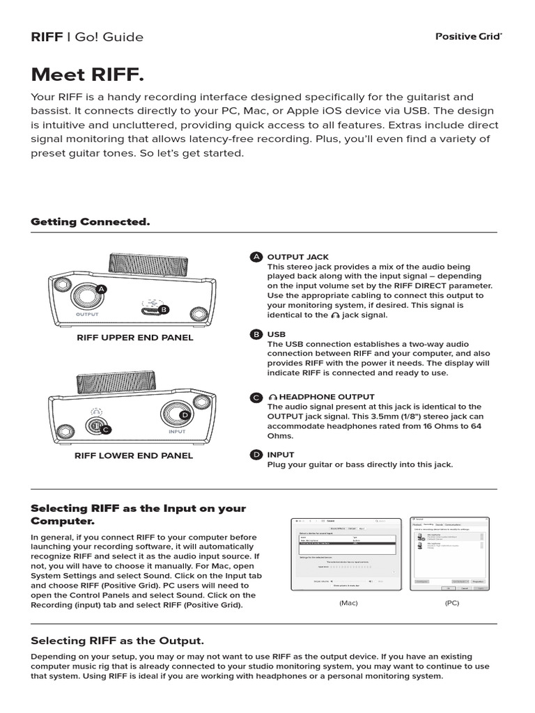 RIFF Quickstart Guide | PDF | Input/Output | Electronics