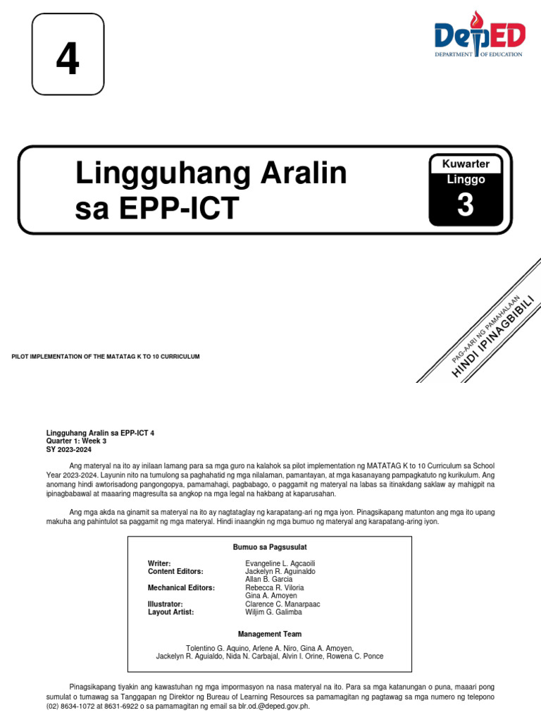 LE - EPP 4 - Q1 - Week3 - FINAL | PDF