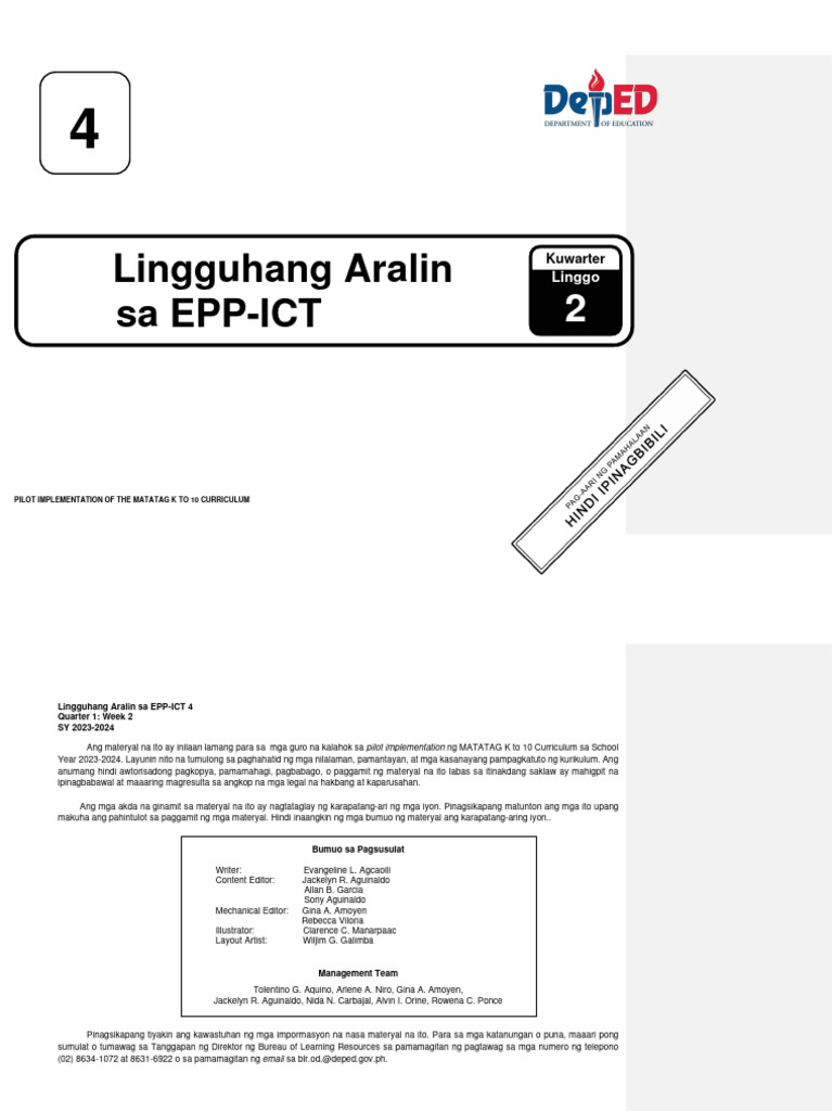 LE - EPP - ICT 4 - Q1 - Week2 - FINAL | PDF