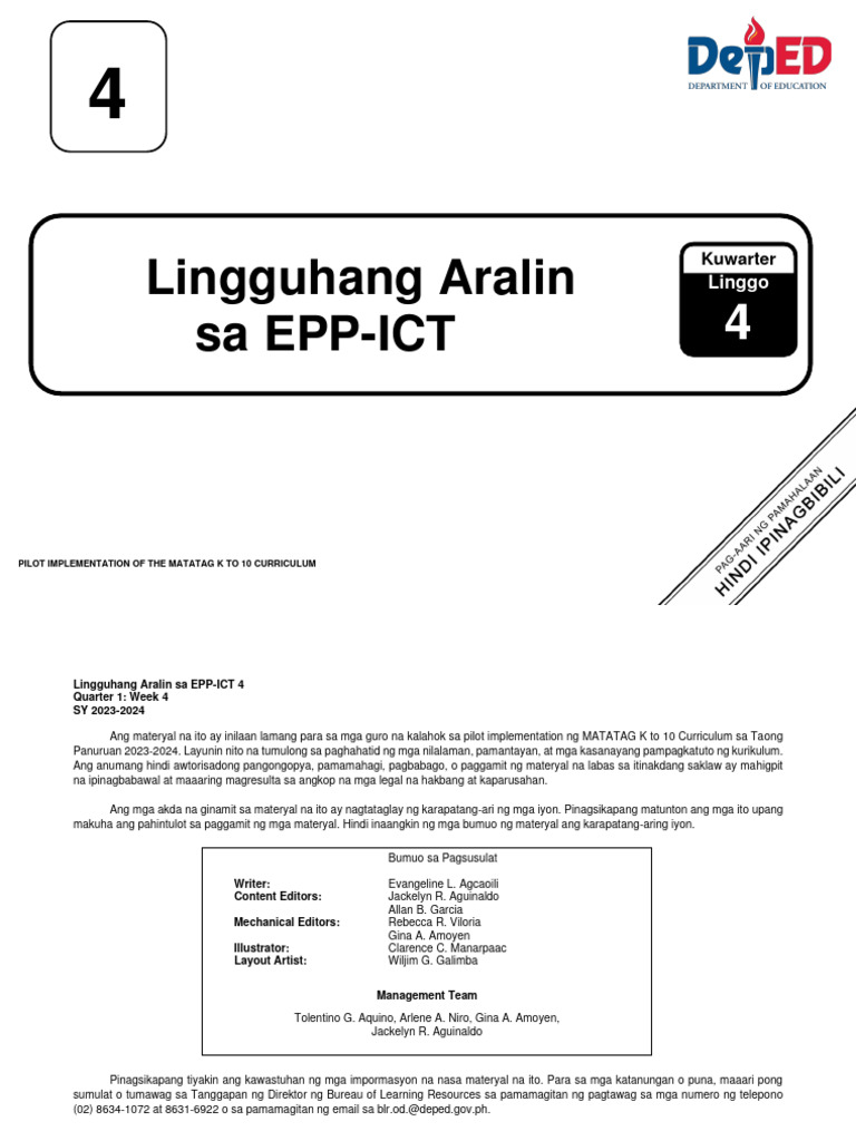 LE - EPP - ICT 4 - Q1 - Week4 - FINAL | PDF