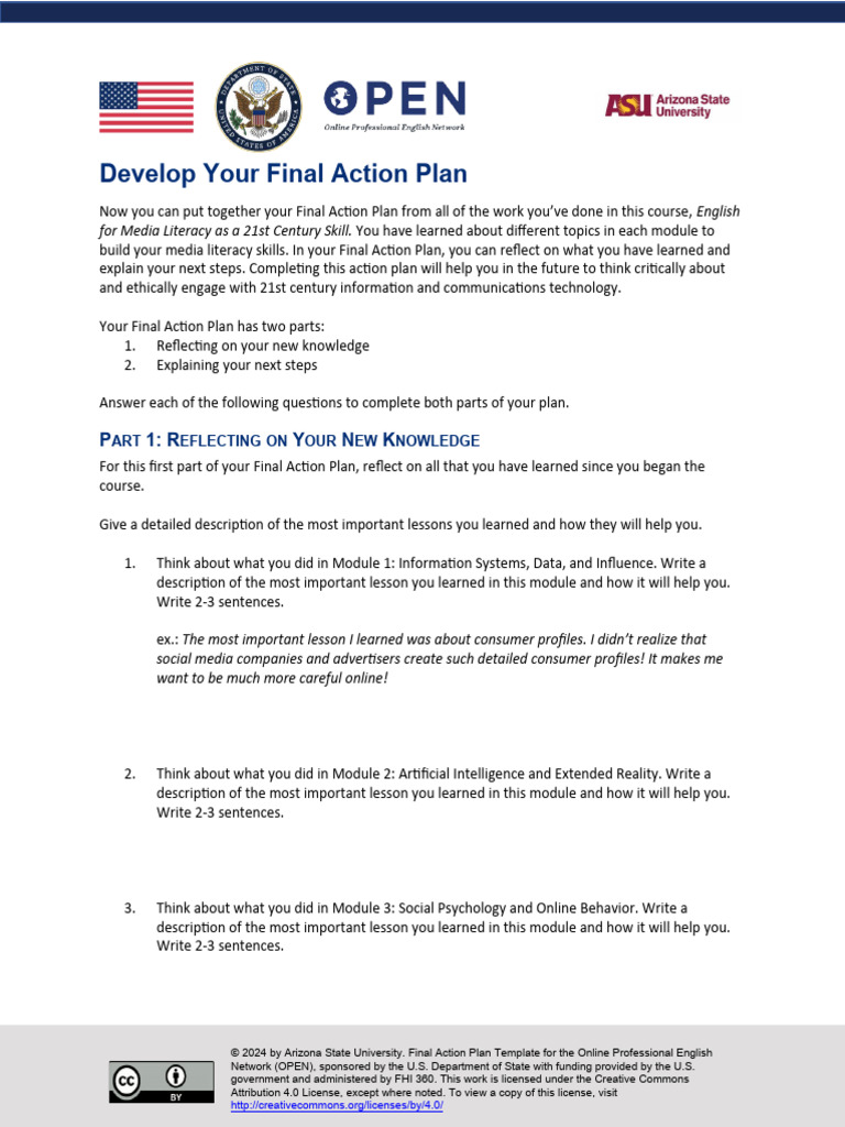 Module 5 Final Action Plan Template | PDF | Educational Technology ...