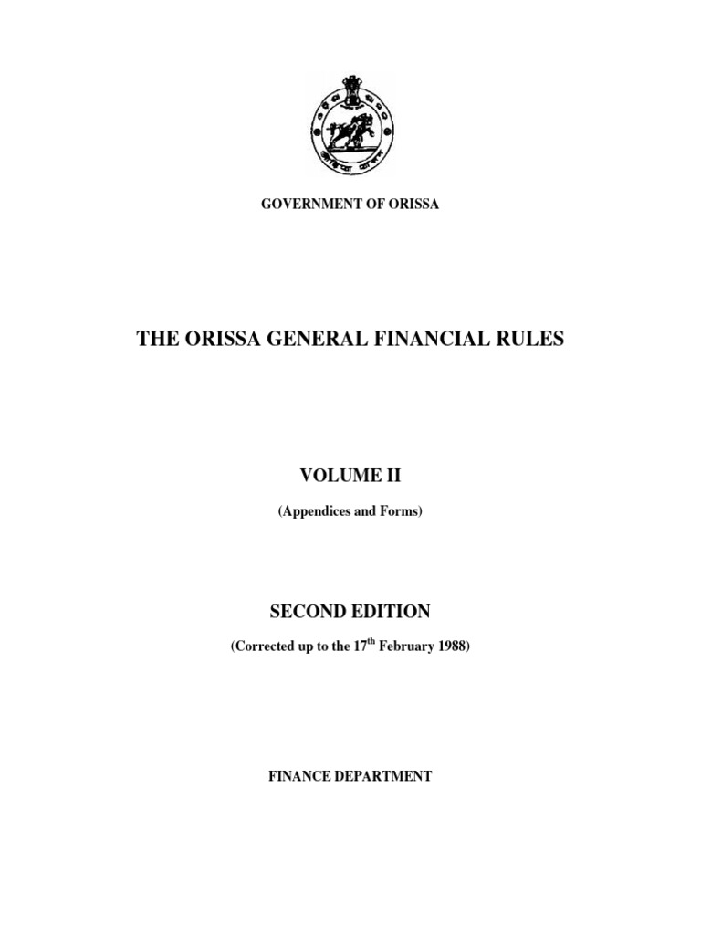 Orissa General Financial Rules Vol II | PDF | Fine (Penalty) | Audit