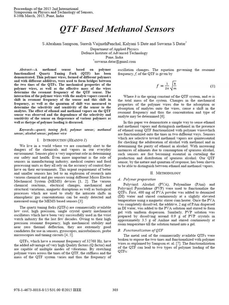 Quartz Tuning Fork Based Portable S | PDF | Sensor | Resonance