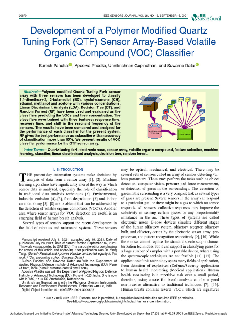 Development of A Polymer Modified Quartz Tuning Fork QTF Sensor Array ...