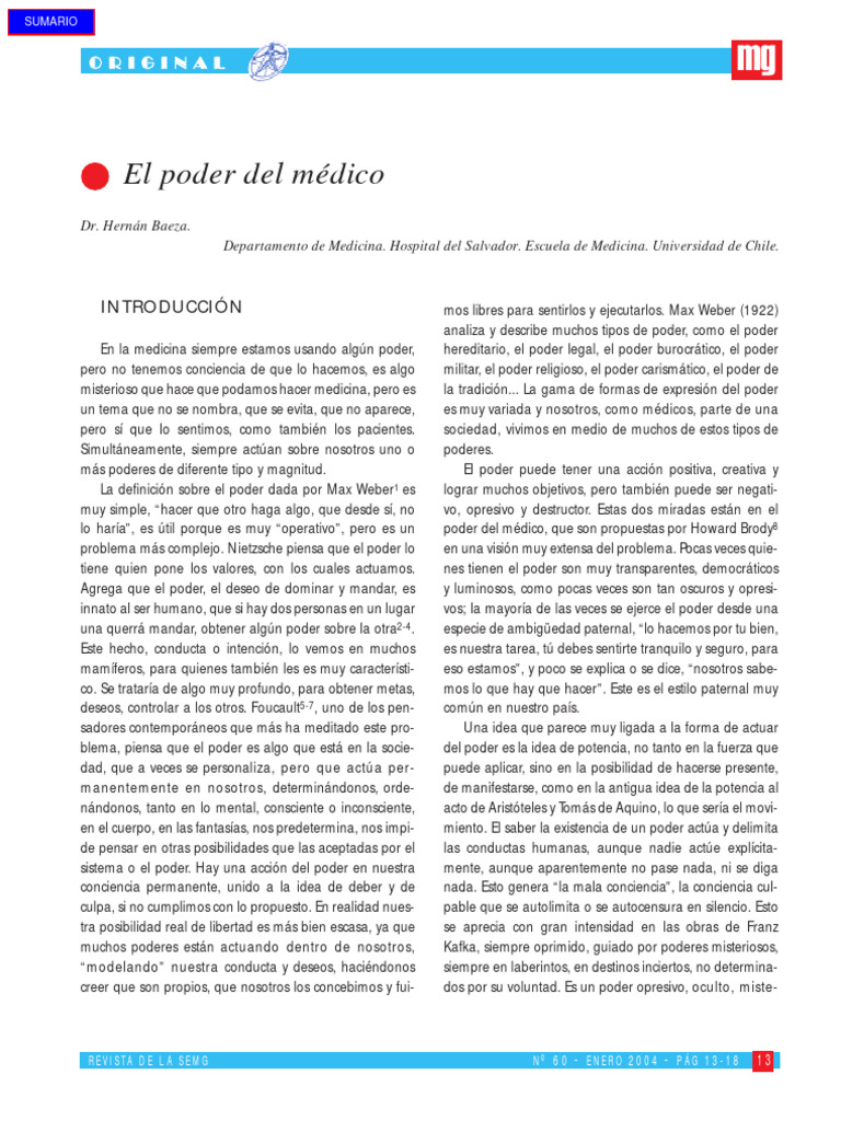 Lectura 1 - El Poder Del Médico | PDF | Carisma | Bioética