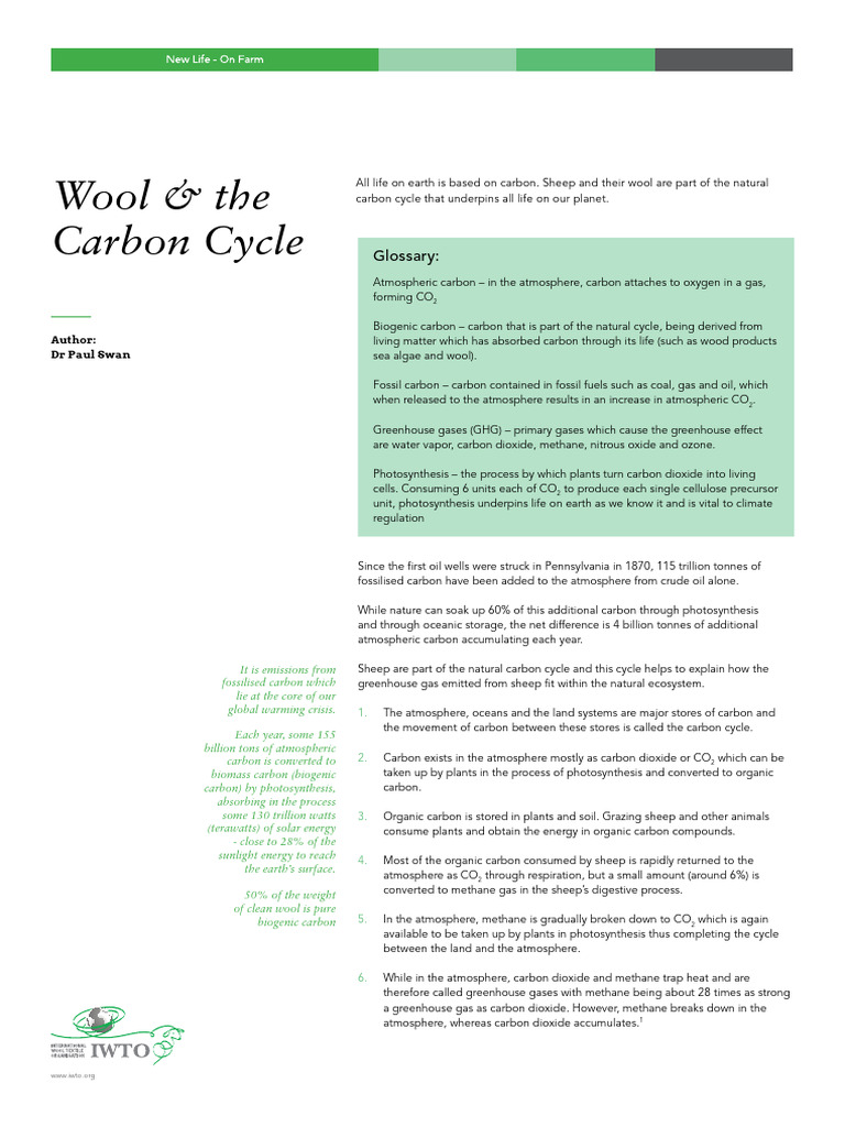 IWTO_Wool-Carbon-Cycle | PDF | Greenhouse Gas | Carbon Cycle