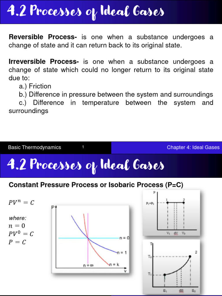 Processes of Ideal Gases - Isobaric, Isometric and Isothermal Process | PDF | Gases | Enthalpy