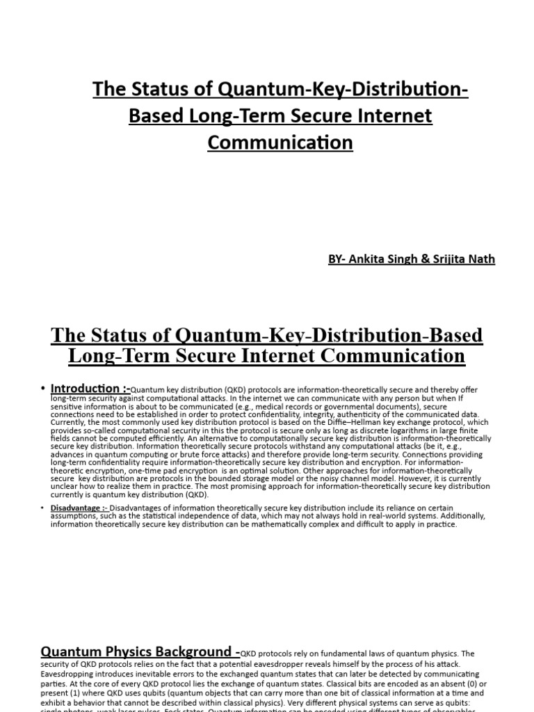QKD PPT 1 | PDF | Quantum Entanglement | Applied Mathematics