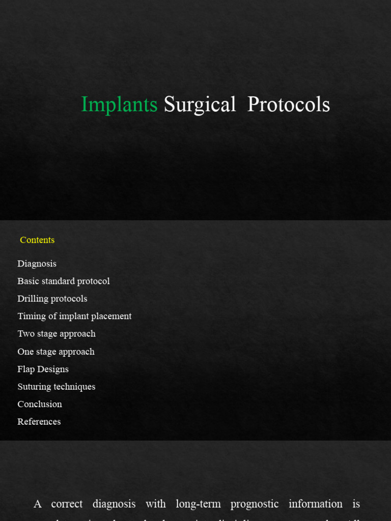 Surgical Protocols Implants (Autosaved) | PDF | Dental Implant | Surgical Suture