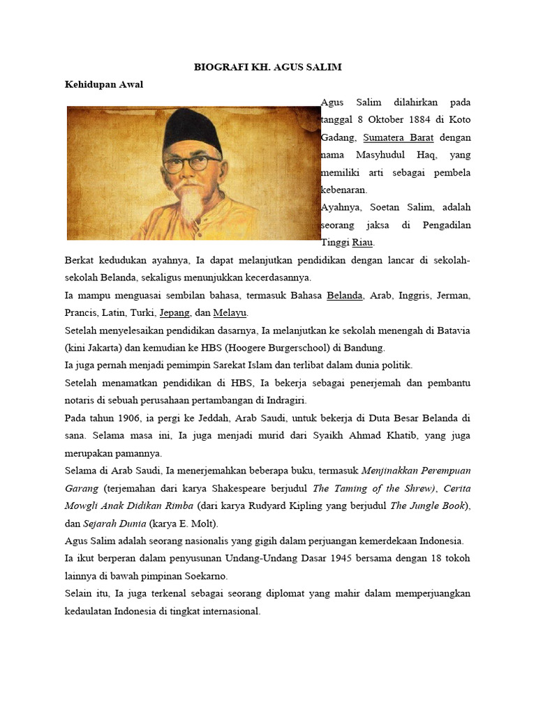 Biografi KH Agus Salim | PDF