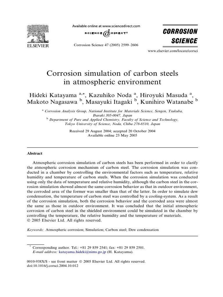 Corrosion Simulation of Carbon Steels | PDF | Corrosion | Humidity