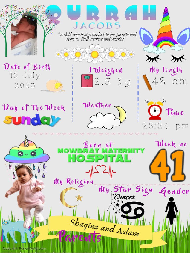 Birth Record Template - Hecho Con PosterMyWall | PDF