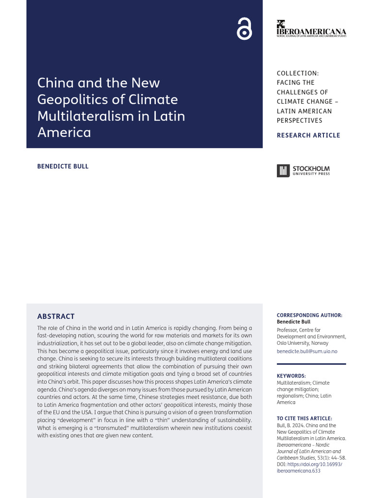 China and The New Geopolitics of Climate Multilateralism in Latin ...