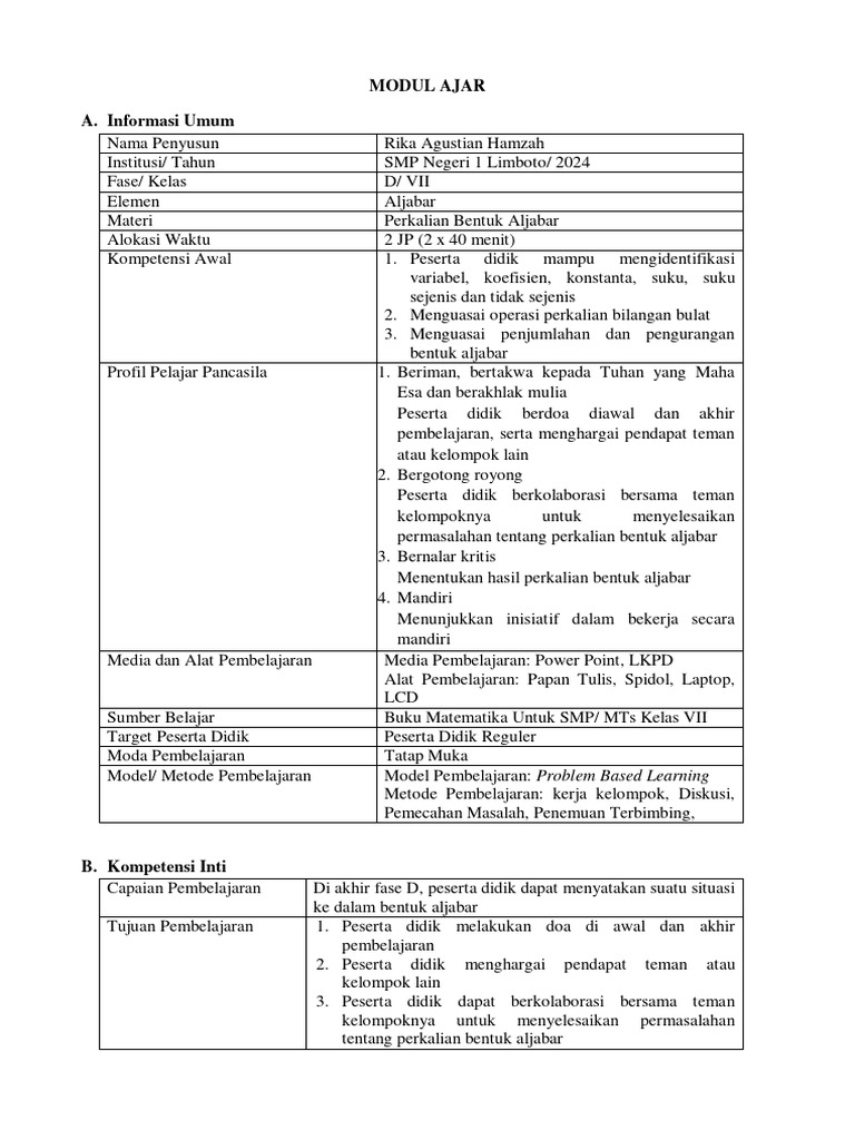 Modul Ajar Siklus 2 Pertemuan 2 Fix | PDF